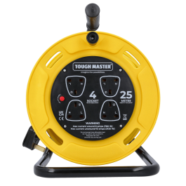 TOUGH MASTER® Cable Reel 230-240V 4 Socket UK Extension Lead with ...
